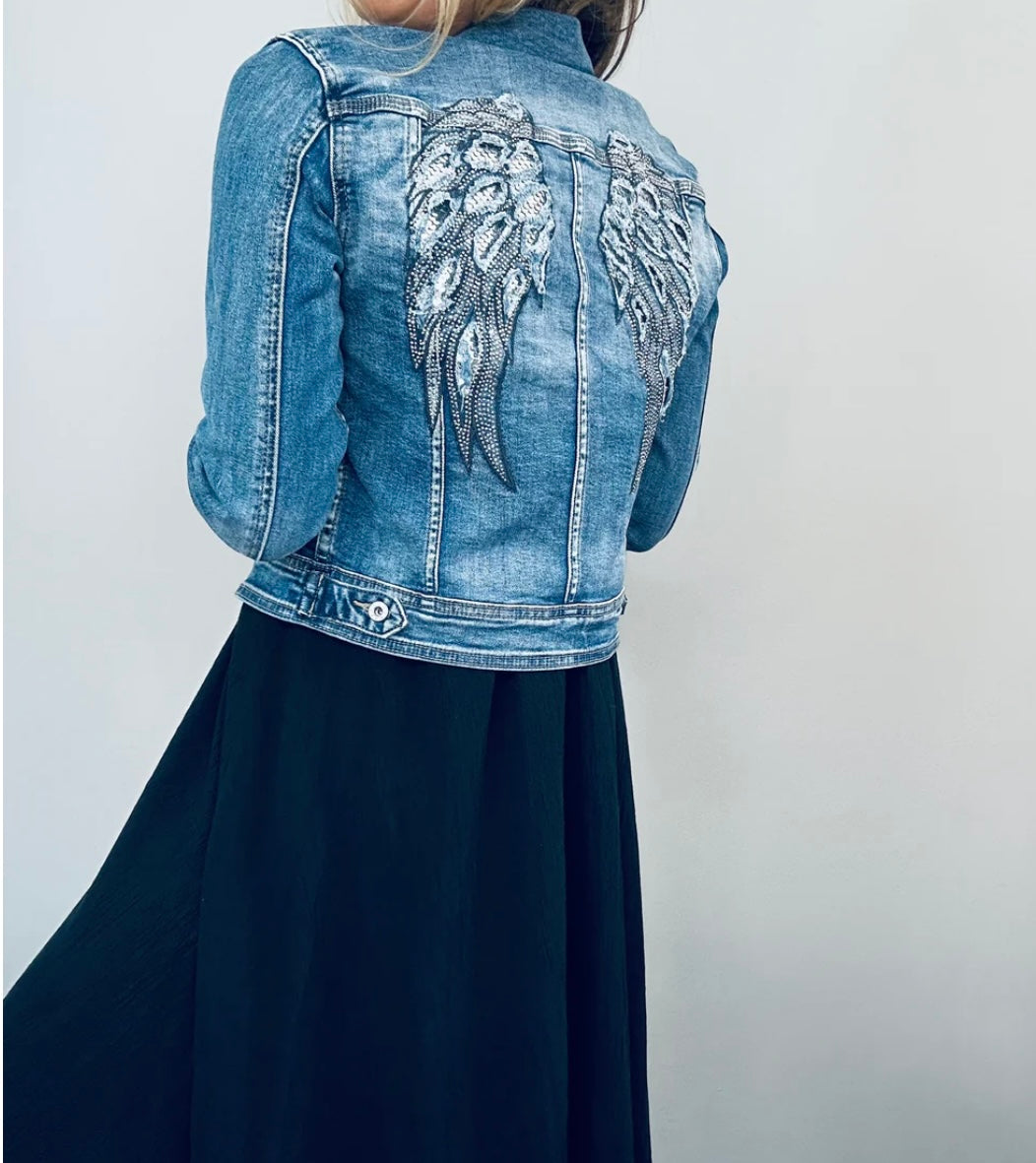 Melly & Co Angel Denim Wings Jacket- Angelisa – Aria Italian Style Boutique