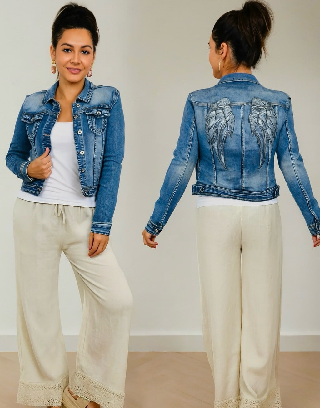 Melly & Co Angel Denim Wings Jacket- Angelisa – Aria Italian Style Boutique